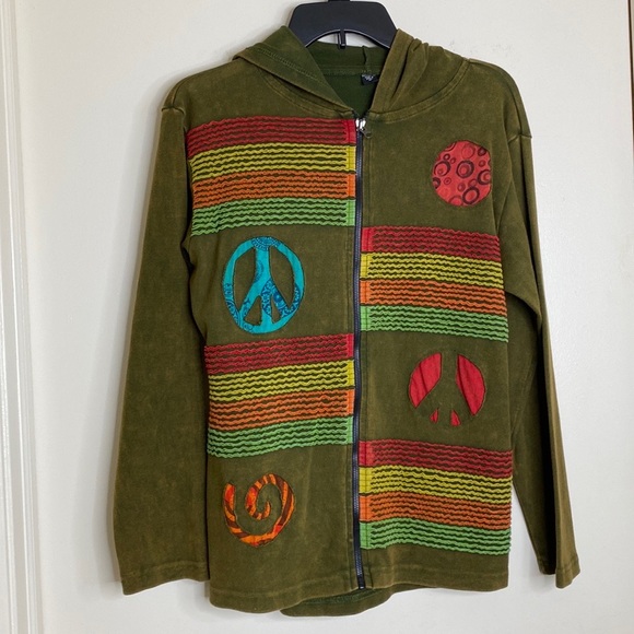 Unbranded | Tops | Nepal Peace Sign Hoodie Sweatshirt Top Sweater ...